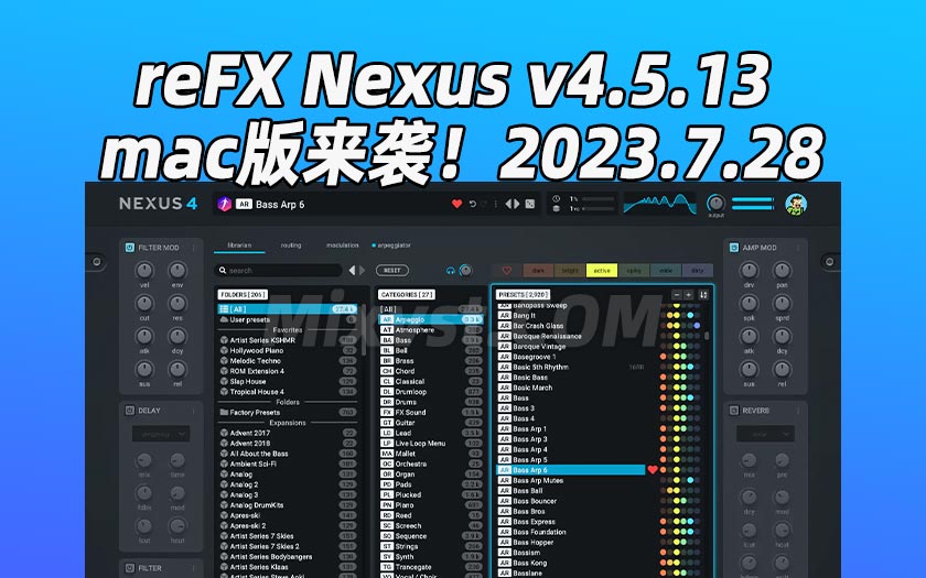 Nexus v4.5.13电音舞曲流行合成器神器reFX - Nexus v4.5.13 MAC - Mixvst